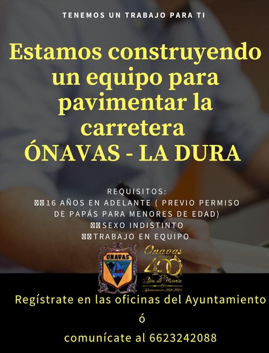 SE BUSCA EMPLEADO!! – Municipio de Onavas